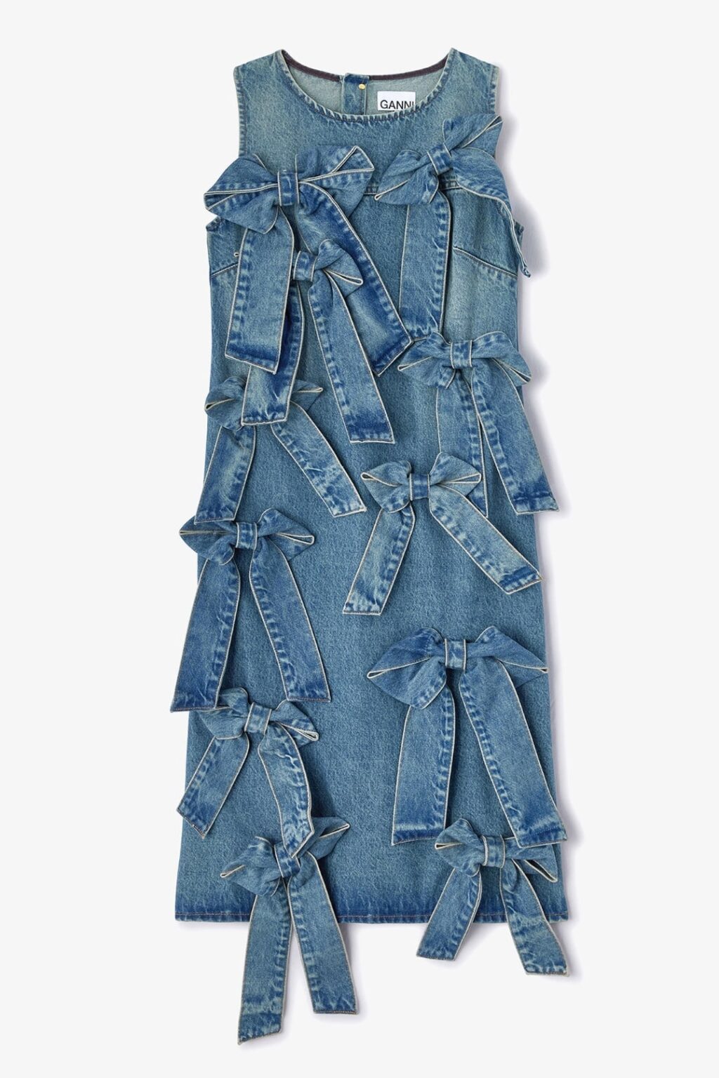 TINT RIGID DENIM BOW DRESS - Garderoba